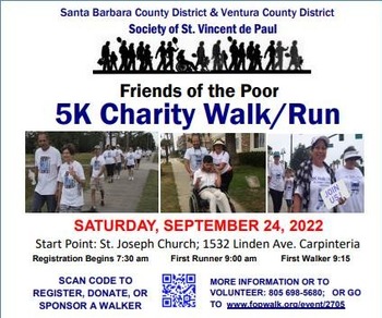 Saint Joseph Church - FRIENDS OF THE POOR 5K Charity Walk/Run - Carpinteria, CA